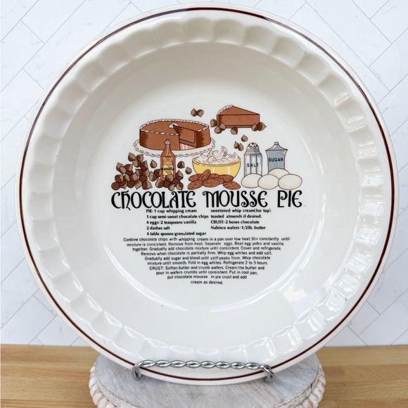 Kitchen | Vintage Ceramic 15 Chocolate Mouse Recipe Pie Plate By ...